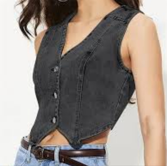 Stoosh | Jackets & Coats | Nwt Stoosh Vintage Denim Black Washed Vest ...
